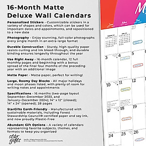 Big & Bright Large Print | 2024 14 x 24 Inch Monthly Deluxe Wall Calendar | Matte Paper and Sticker Sheet | StarGifts | Easy to See Large Font