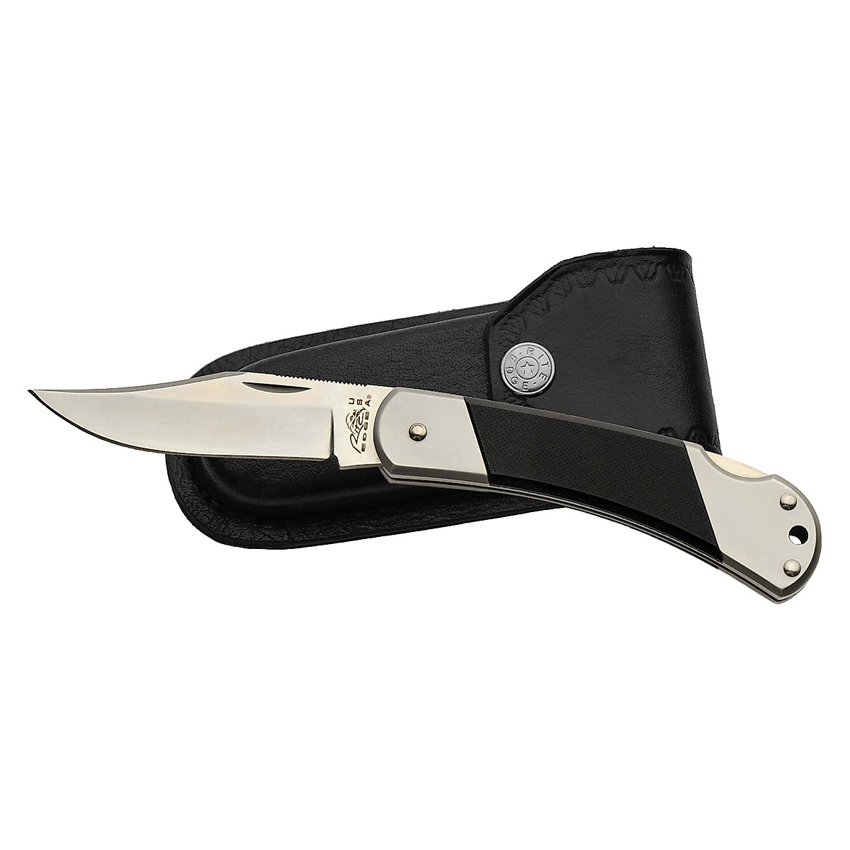 Szco Supplies 8.5” Black G10 Handled Lock Back Folding EDC Utility Knife with Leather Sheath