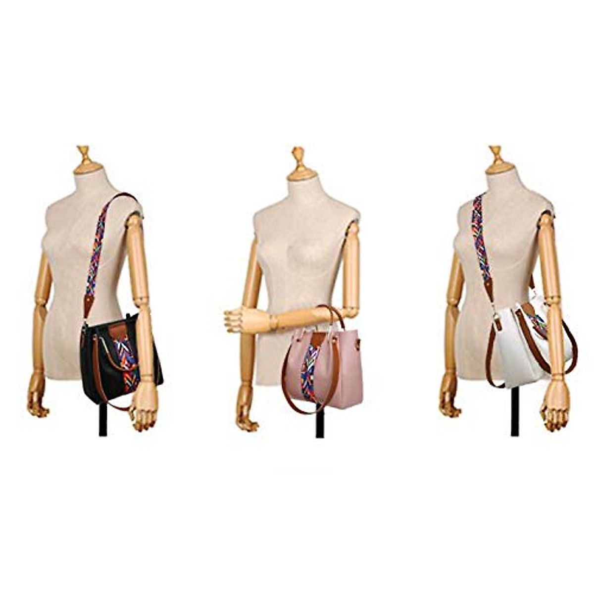 SMALLBLUER 4pcs Hobo Tote and Purse Satchel for Women Top-handle Handbag PU Shoulder Bag Clutch Card Holder-Pink