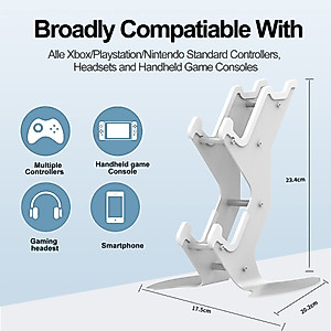 Controller Holder Stand, Universal Metal Material Game Controller Headset Stand Controller Accessories for Gamepad of PS5 / Xbox / PS4 / Switch （White