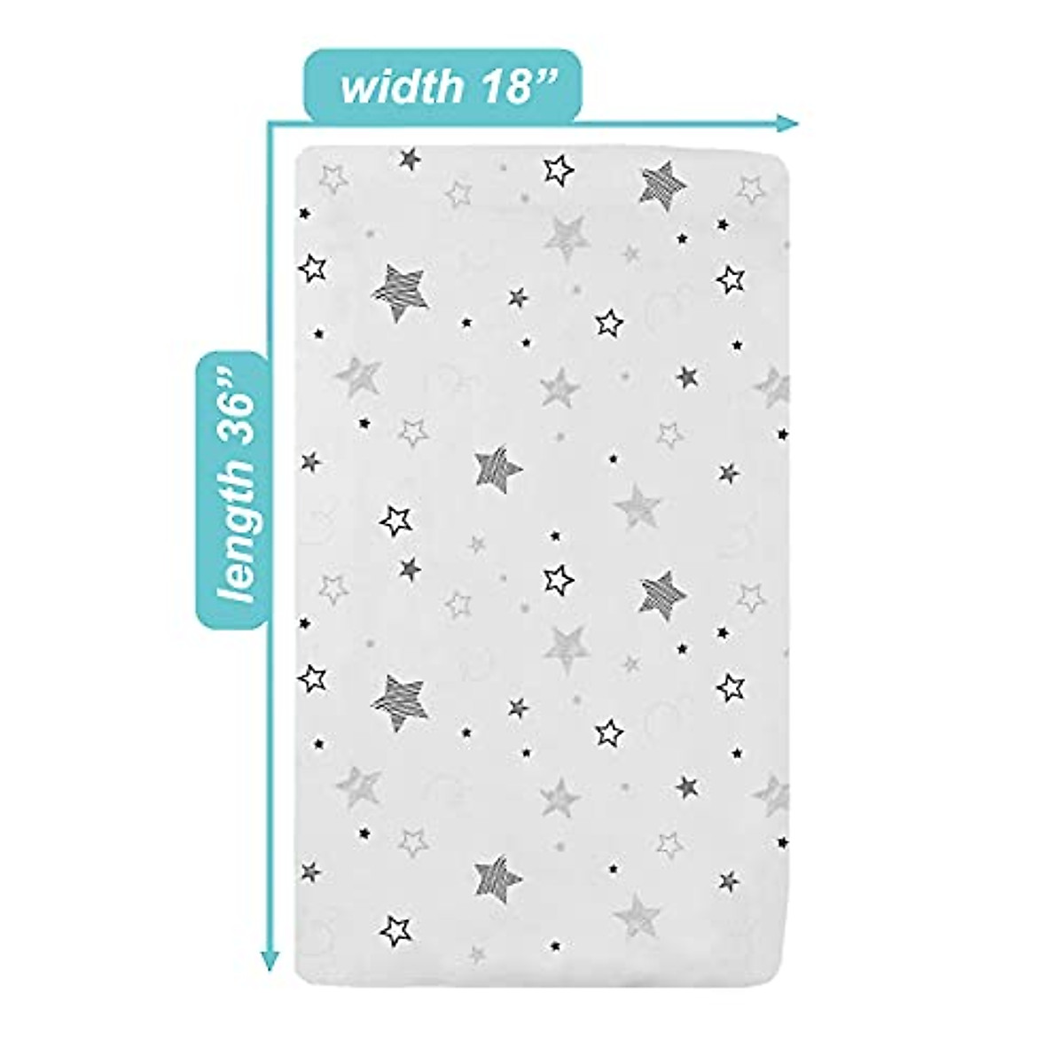 American Baby Company Printed 100% Natural Cotton Jersey Knit 18 x 36 Cradle Sheet - Fitted, Super Stars, Soft Breathable, for Boys & Girls, Single Pack
