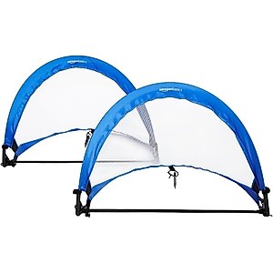 Amazon Basics Pop-Up Soccer Goal Net Set with Carrying Case - 2.5 Feet, Blue