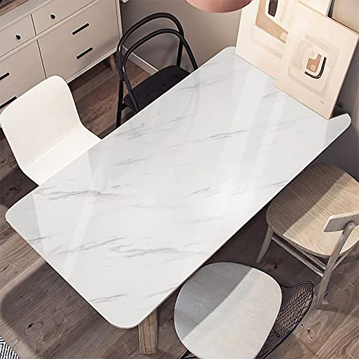 Glossy Marble Paper Granite Gray/White Wallpaper Peel and Stick Wallpaper Self Adhesive Removable Wallpaper 15.8″ ×197″ Waterproof Countertop Paper for Cabinet Countertop Furniture Kitchen Viny Film