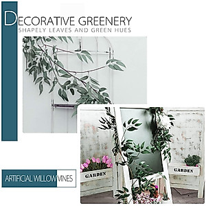 ANPHSIN 3 Pack (16.8ft) Artificial Willow Leaves Vines Twigs- Fake Silk Hanging Willow Plant Greenery Garland String for Indoor Wedding Party Crowns Wreath Decor, Outdoor Wall Garden Decoration