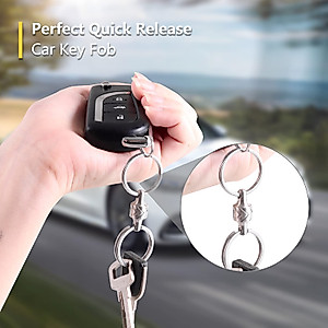 JEINAPA 316L Stainless Steel Quick Release Keychain, Pull Apart Detachable Double-End Swivel Keychain Heavy Duty Car Key Holder with 2 Key Rings (Tire-Shape)