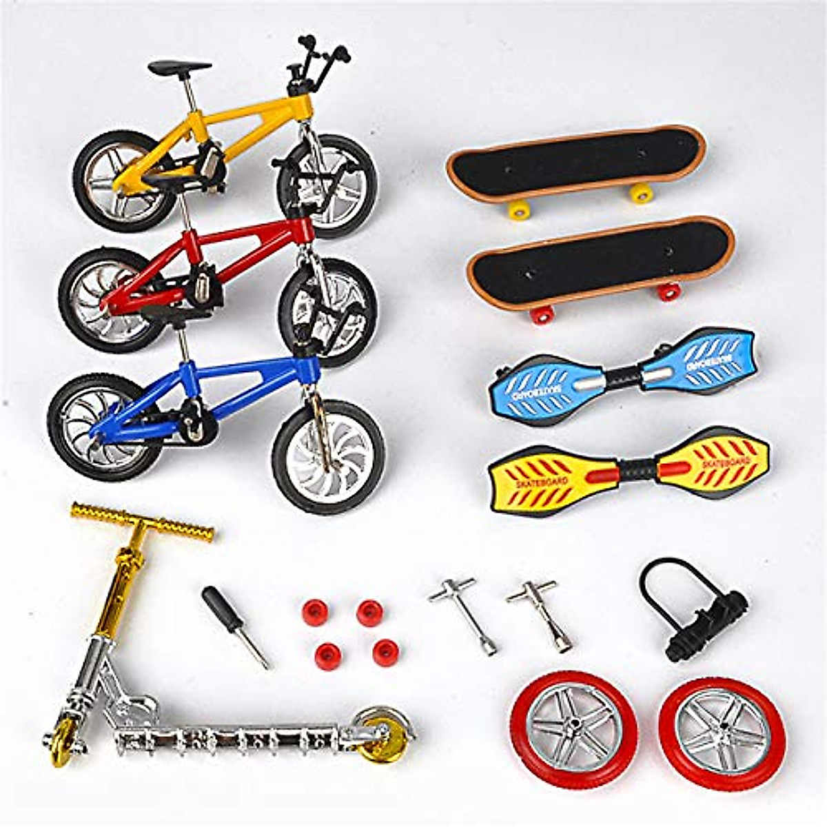 CAOREN Mini Scooter Two Wheel Scooter Children's Educational Toys Finger Scooter Bike Fingerboard Skateboard Fingerboards wi Replacement Wheels and Tools for Kids As Gifts