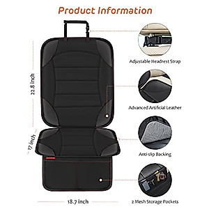 Sinvitron Car Seat Protector, 2Pack Seats Protector with Leather and Fabric Padding, Non-Slip Backing with Mesh Pockets, Waterproof seat Protectors for Vehicles Baby Pets