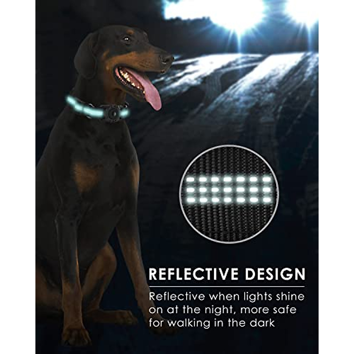 KATUMO AirTag Dog Collar, Reflective Dog Collar for Apple AirTag, Adjustable Soft Nylon Pet Collars with AirTag Holder for Medium Dogs (M, Black)