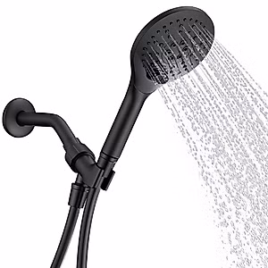 KPW Handheld Shower Head with 59" PVC Hose Matte Black Detachable Shower Head Adjustable Bracket High Pressure Handheld Shower Head RV Shower Head
