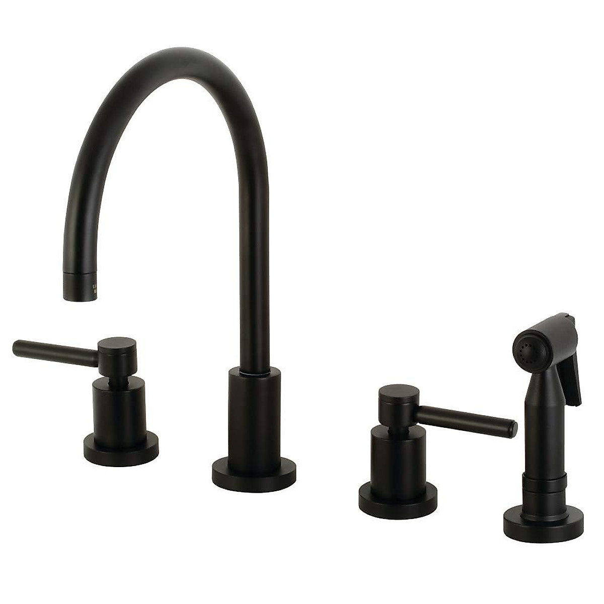 Kingston Brass KS8720DLBS Concord Widespread Kitchen Faucet, Matte Black