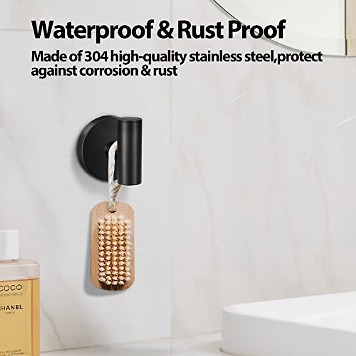 Kruodop Towel Hooks for Bathroom,4 Packs Wall Mount Towel Holder,Black Matte Wall Robe Hook,Stainless Steel Heavy Duty Door Hanger Towel Hook for Kitchen, Bedroom,Hotel,Pool,Coats and Keys