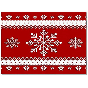 Christmas Area Rugs Living Room Floor Mat Chrsitmas Snowflake Winter Snow Red Background Collection Non-Slip and Washable Carpets for Indoor Bedroom Kids Room Home Decor, 2x3 Feet