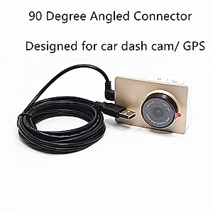 LARRITS Extra Long 15FT USB 2.0 A to Micro B USB Cable 90 Degree Right Angle Charge Cord with 5pc Wiring Clips for Car Dash Cam GPS Navigation DVR Digital Camera Camcorder Security Cam…