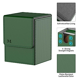 MIXPOET Deck Box compatible with MTG Cards, Trading Card Case with 2 Dividers per Holder, Large Size for 100+ Cards (Marvelous-Green)