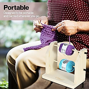 Olikraft Double Revolving Yarn Holder - Horizontal Yarn Spindle Feeder or Dispenser - Craft Supplies for Crochet and Knitting