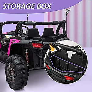 TOBBI 12V Electric Kids Ride-On Car SUV with MP3, 3 Speeds, LED Lights, 2.4G Remote Control, 4 Big Shock-Absorbing Tires, Gift,Rose Red