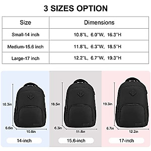 LOVEVOOK Black Backpack for Women Men Teen, Classical School Bookbag 14" Laptop with USB Charging Port for College Work Travel, Fashion Daypack