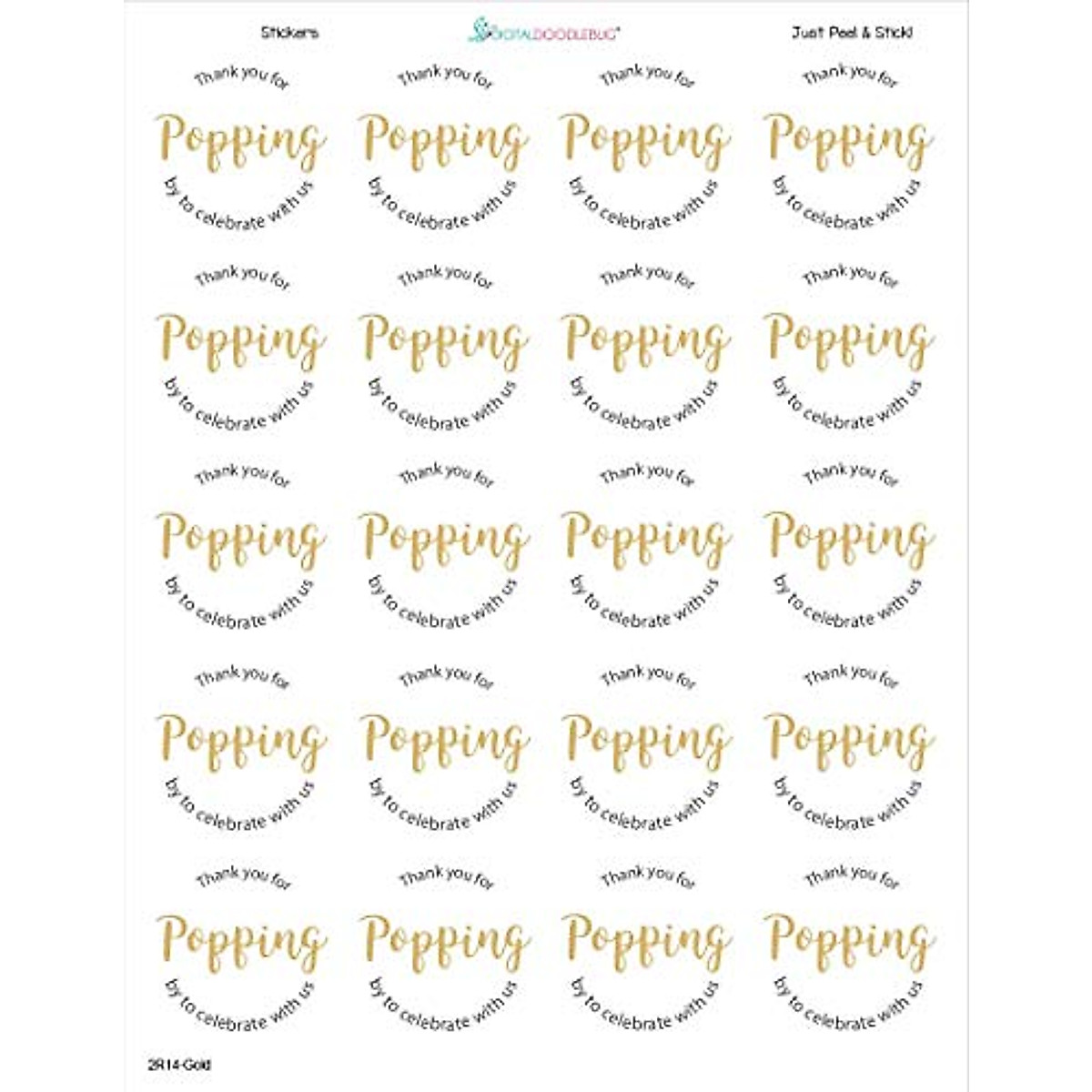 1.9 Inch 60 Labels Thanks for Popping by to Celebrate with us Wedding Stickers (Gold)