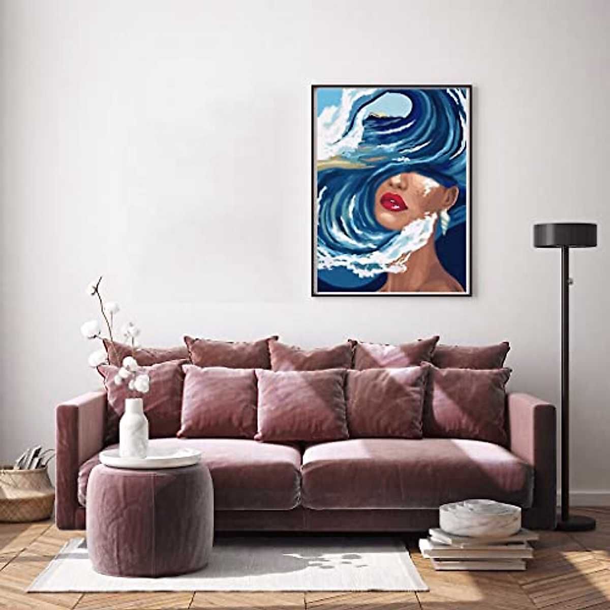 FILASLFT Girls Paint by Number for Adults,Sea Wave Paint by Numbers Beginner,Paint by Number for Kid,Home Fashion Style Interior Decoration Paint by Number,Size 16 * 20Inch.