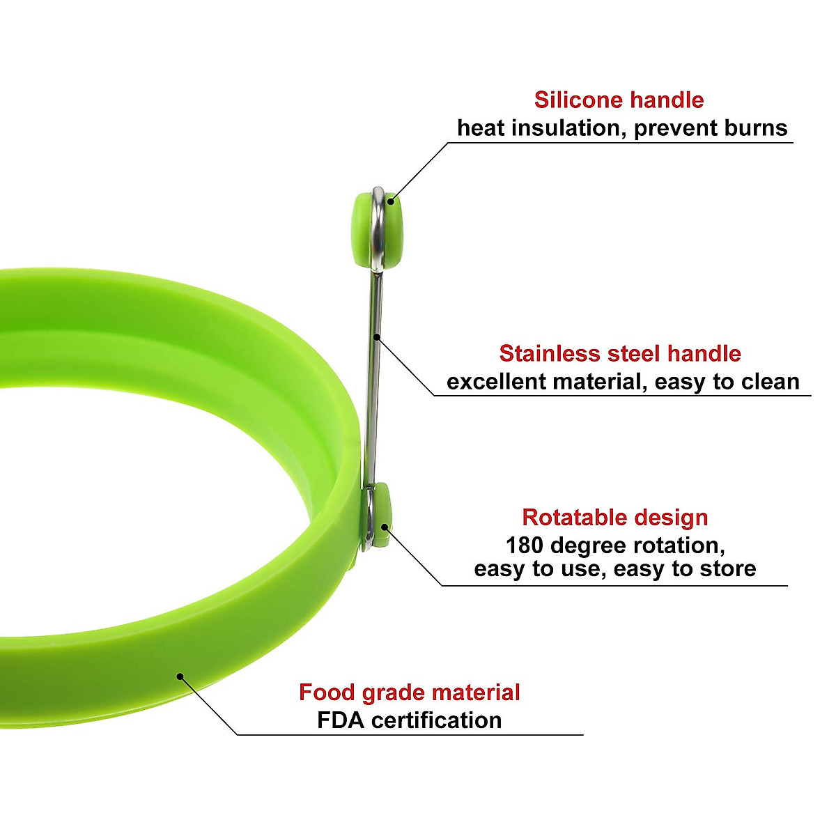 8 Packs Silicone Egg Rings, 4 Inch Food Grade Egg Cooking Rings, Non Stick Fried Egg Ring Mold, Pancake Breakfast Sandwiches, with 2 Silicone Brushes
