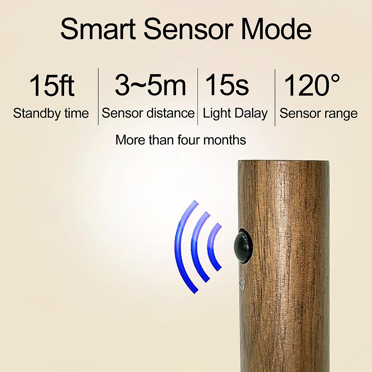 Upgraded Magnetic Rechargeable Wall Sconce, Motion Sensor Battery Powered Wooden Night Light, Cabinet Light Torch Light for Wall Hallway Wardrobe Stairwell Cabinet Kitchen etc (Black Walnut, 1 pcs)