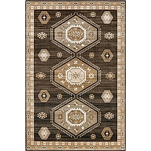 Rugs USA x Lauren Liess Taro Medallion Machine Washable Area Rug, 9' x 12', Dark Brown