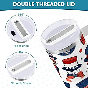 Maunzc 40 oz Tumbler with Handle and Straw, Insulated Stainless Steel Travel Mug with Lid for Coffee, Iced Tea, Water, Gift for Men Women (Gentleman Cats)