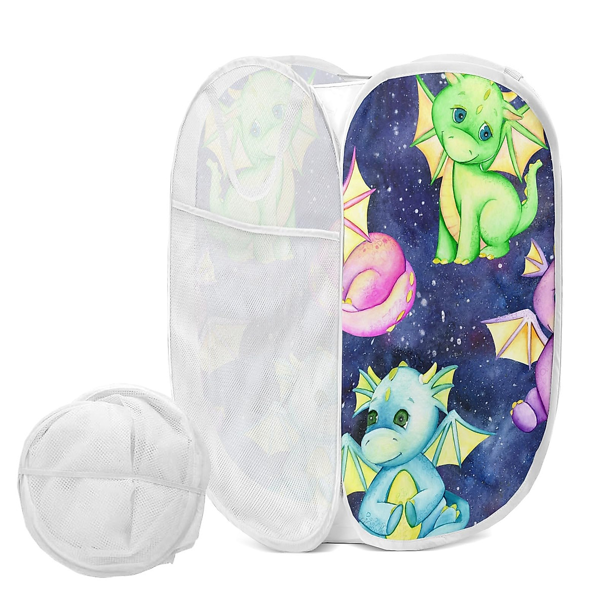 Dragon Cute Laundry Basket Hamper,Collapsible Mesh Baskets for Kids Room,Clothes, Nursery Decor