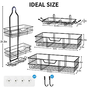 INSEAM Shower Caddy Bathroom Hanging Shower Caddy Over Shower Head, Shower Rack Rustproof with Hooks for Towels, Shampoo, Conditioner and Soap