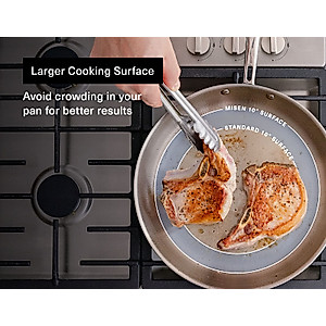 Misen Stainless Cookware Bundle - 10" 5-ply Pan, Fish Spatula, Stainless Steel Tongs - Heat Retention - Stay-Cool Handle - Kitchen Tongs with Silicone Tips - Ergonomic Design - Versatile Set - Gray