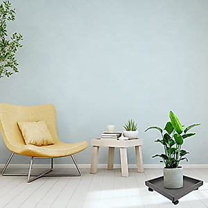 DOITOOL Square Plant Caddy Wheel Plant Pot Tray Removable Planter Trolley Casters Rolling Tray Coaster Garden Moving Plant Pot Saucer (Grey)