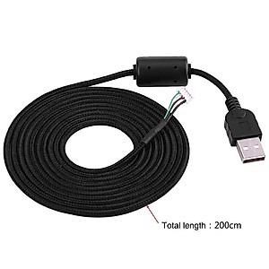 Mouse Cable, Fast Transmission USB Line Wire Cable Replacement Repair Accessories for Logitech G500s Game Mouse,2 Meters Black
