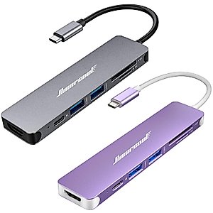 Hiearcool 7IN1 USB C Adapter, USB C Hub-(Grey and Purple)
