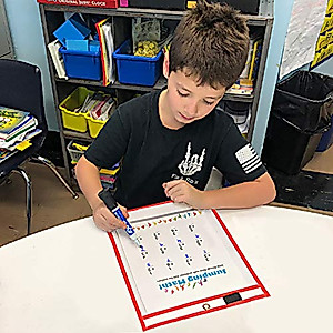 BONBELA Dry Erase Pockets - 12 Pack EASYWipeXL Heavy Duty Sheet Protectors Quickly Wipe to a Flawless Clean - Save a Bundle on 10 x 13 Reusable Dry Erase Sheets Sleeves for Work & School Worksheets