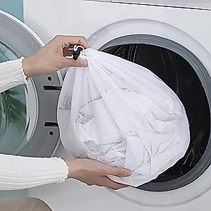 MPWEGNP Towels for Bathroom Clearance Laundry Bag Drawstring Net Wash Bag Laundry Mesh Bag Reusable Laundry Machine Bathroom Products Bathroom Trash Cans with Lids (White, L)