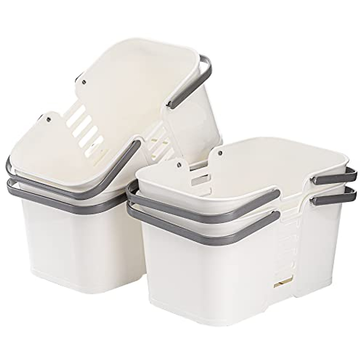 Yesland 4 Pcs Shower Caddy Basket - White Portable Plastic Organizer Storage Baskets with Handles Shower Caddy Bins Tote for Shampoo, Body Wash, Essentials, Makeup in Bathroom - 11.3 x 7 x 6.25 Inch