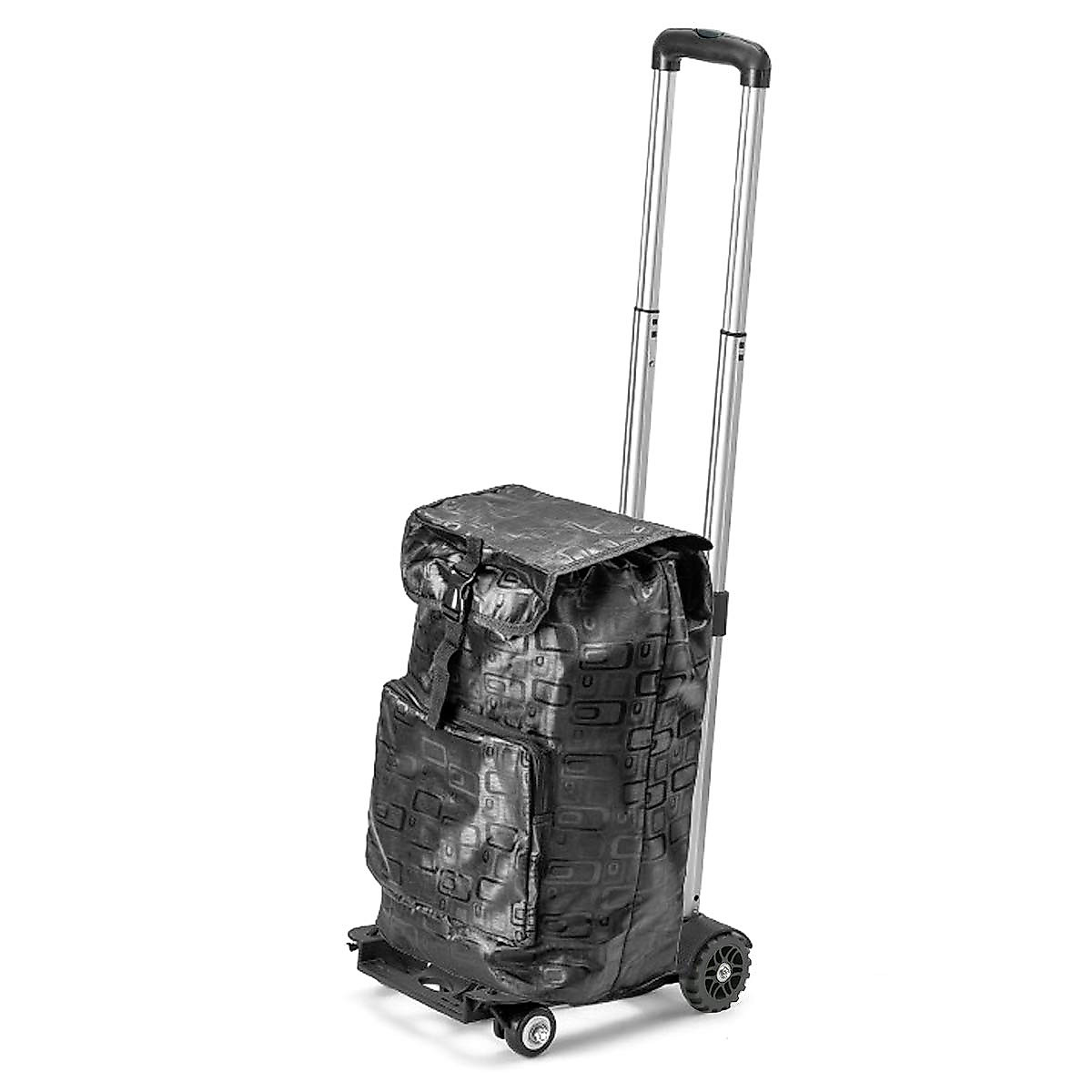 DricRoda Folding Hand Truck, 155lb Heavy Duty 4 Wheels Portable Luggage Cart, Lightweight Aluminum Foldable Carry-on Hand Trucks Dolly for Boxes and Parcels Moving, House or Office, Workshop Use