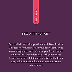 Pure Romance Basic Instinct Pheromone Perfume for Women – Enhanced Long Lasting Roll-On Oil – Attract Men – Travel-Ready, 35 Fl Oz