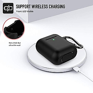 Coffea Protective Silicone Case with Keychain for Apple AirPods 2 (Black)