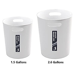 REXWOD Small Trash Can Wastebaske 1.5 Gallon Garbage Bin Round for Small Space Bathroom Office Bedroom,White 2 Pack
