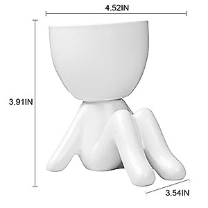 SvaTao Cute Humanoid Ceramic Doll Flower Pot Decorative Pot,Succulent Flower Cactus Bonsai Planter Pots Container Creat Design for Flower Shops, Home Office Decor, Cafes, Wedding Venues, etc