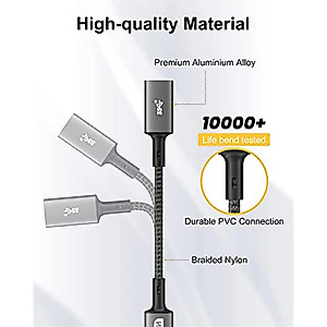 10Gbps USB C Female to USB Male Adapter 2 Pack, SAILLIN Double-Sided USB A to USB C Adapter with High-Speed Data Transfer &15W Charging for Laptop, Charger, Power Bank, Quest Link-Al Alloy, Braided