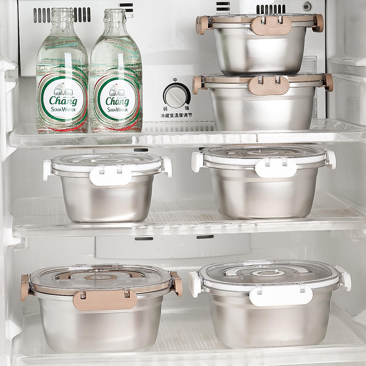 CHENMUYI Stainless Steel Food Containers with Lids Stainless Steel Lunch Bento Box Kitchen Snack Storage Containers Reusable&Stackable Metal Container for Home, Travel, Work, Party, Leftovers (white)