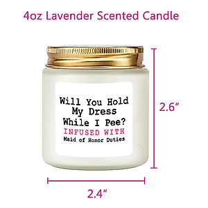 LAMIVEENLA Maid of Honor Gifts Scented Candle Lavender - Bridesmaid Proposal Gifts Matron of Honor Proposal Gifts Bridesmaid Gifts Soy Candle 4oz
