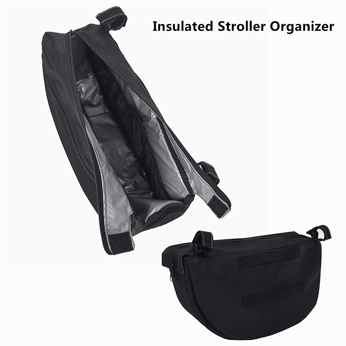Insulated Universal Stroller Organizer, Stroller Side Sling Saddle Bag,Multiple Zipper Pockets for Bottle, Diaper, Phone, Toys, Baby Items - Fits All Strollers, Easy Installation
