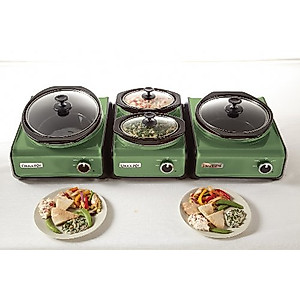 Crock-Pot SCCPMD1-GR Hook Up Double Oval Connectable Entertaining System, 1-Quart, Metallic Sage