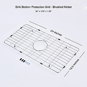 TRUSTMI Sinks Protector for Kitchen Sink Stainless Steel Protective Bottom Grid Single Bowl Middle Drain Rack, 24 x 12.5 inches, Silver