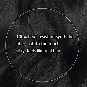 Colored Clip in Hair Extensions,21'' Colorful Straight Hair Extensions Clip in for Women Party Christmas Birthday party (balck+balck)