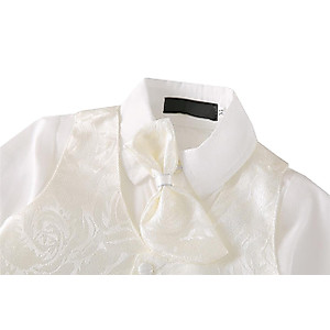 Dressy Daisy Infant Baby Boy Christening Baptism Outfit Ivory Vest Suit 5 Pieces Clothing Set with Bonnet Hat Size 3-6 Months