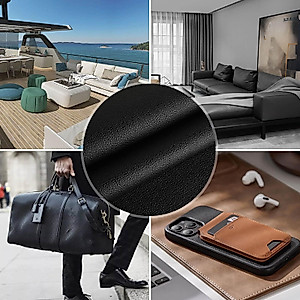 K-Musculo Vinyl Fabric, Marine Faux Leather Upholstery, for Upholstery Crafts, DIY Sewings, Sofa, Handbag, Earrings, Hair Bows Decorations (Black 54'' X 12'' inch 1Ft)